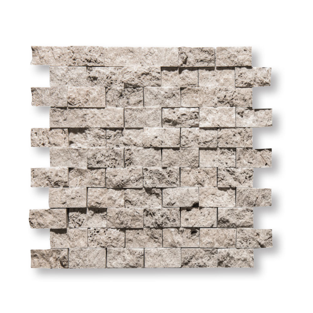 Silver Cream Travertine 5/8x1x2 inch Split Face Mosaic | STONE-MORE NATURAL STONE