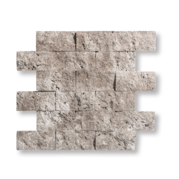 Silver Cream Travertine 5/8x2x4 inch Split Face Mosaic | STONE-MORE NATURAL STONE
