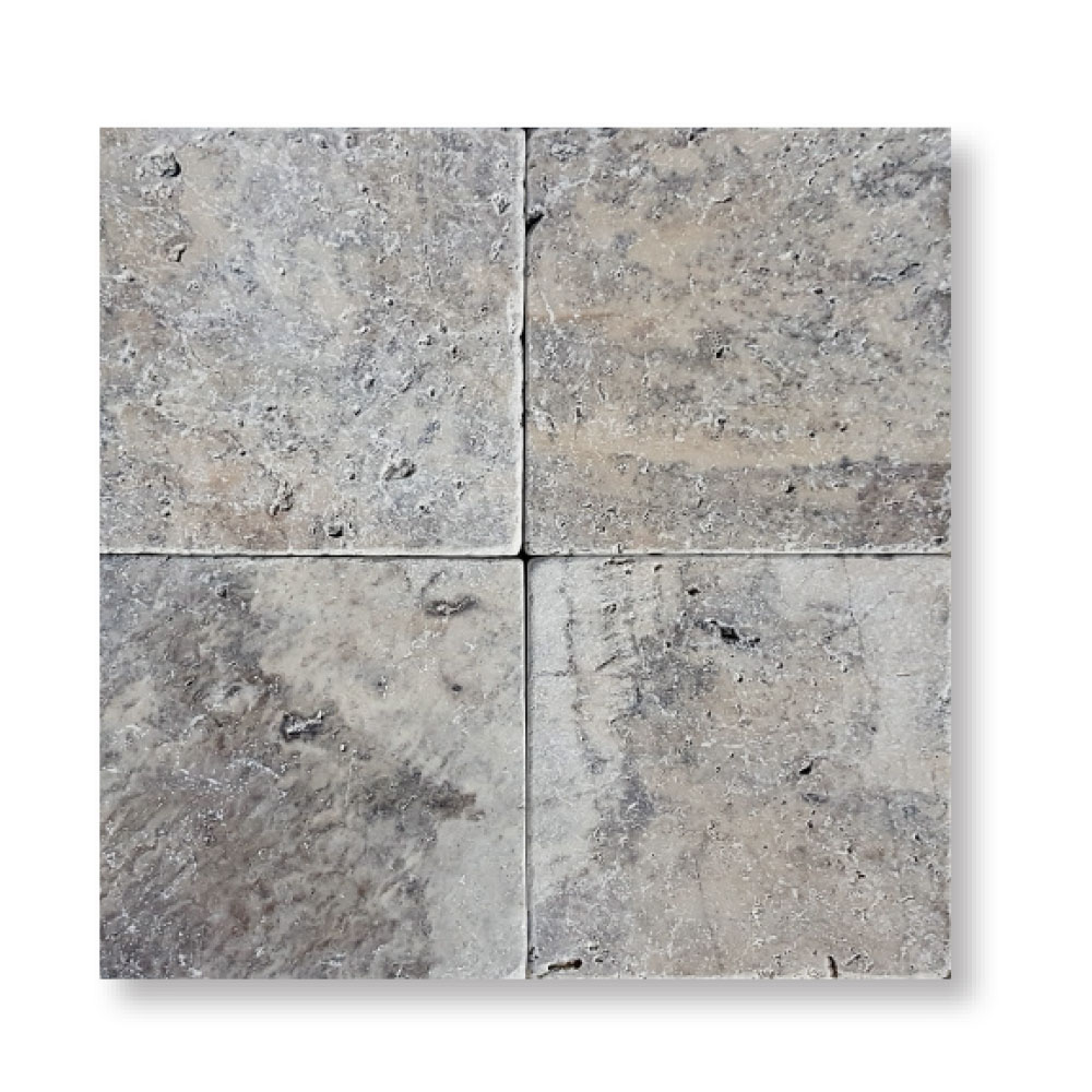 Silver Premium Travertine 3/8x6x6 inch Tumbled Pool Tile | STONE-MORE ...